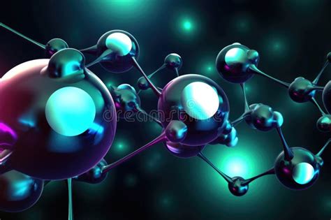 Molecular Structure With Connections Between Atoms Generative Ai Stock Illustration