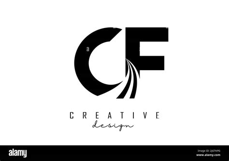 Creative Black Letter Cf C F Logo With Leading Lines And Road Concept Design Letters With