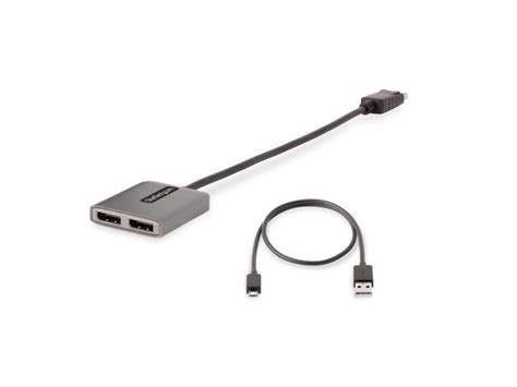 StarTech Com 2 Port DisplayPort MST Hub Dual 4K 60Hz DP To 2x DisplayPort Monitor Adapter