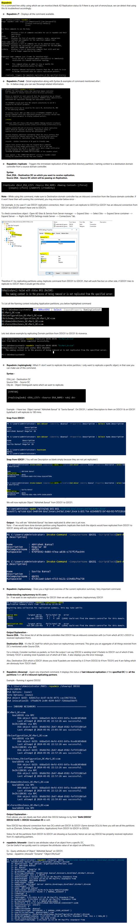 Practical Admin Active Directory Repadminexe And Imp Switches Part 1