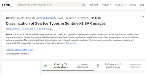 Classification Of Sea Ice Types In Sentinel 1 Sar Images Scite Report