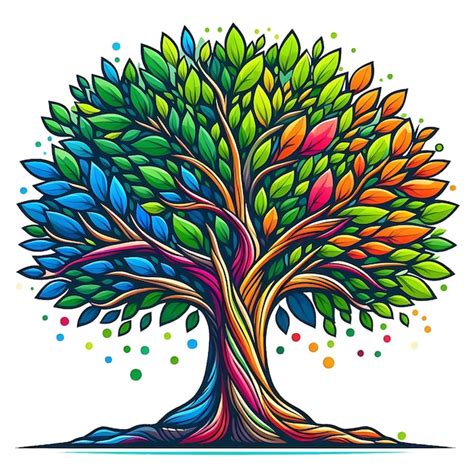 Color Tree Vector Illustration White Background Premium Ai Generated