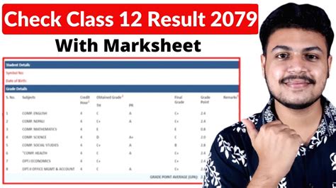 How To Check Neb Class 12 Result With Marksheet Class 12 Result 2079 Published Grade Sheet