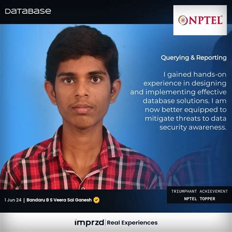 Bandaru B S Veera Sai Ganesh On Linkedin I Have Successfully Completed The Nptel Course Data