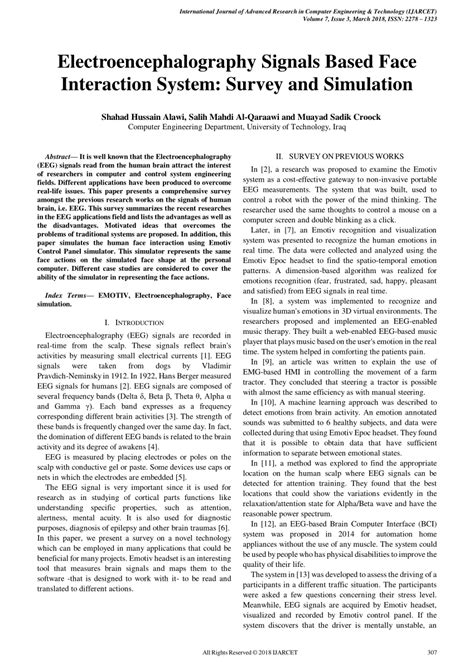 Pdf Electroencephalography Signals Based Face Interaction System