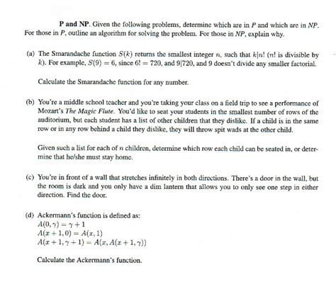 P And Np Given The Following Problems Determine