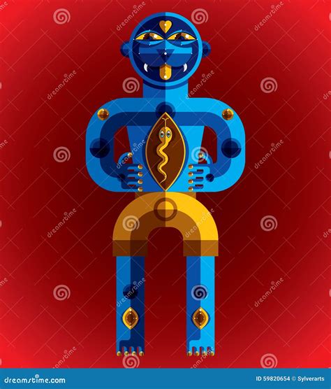 Bizarre Creature Vector Illustration Cubism Graphic Modern Stock