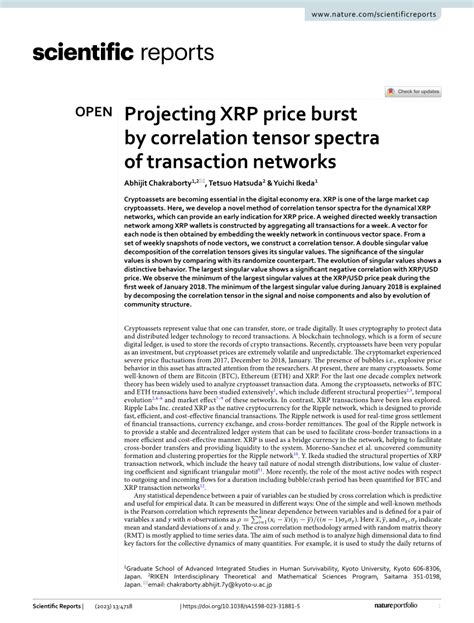 Pdf Projecting Xrp Price Burst By Correlation Tensor Spectra Of