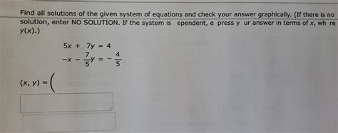 Solved Find All Solutions Of The Given System Of Equations Chegg