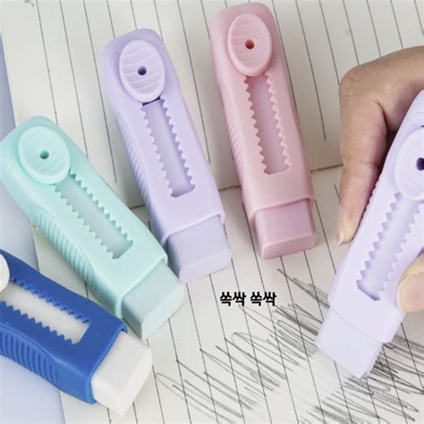 당일출고 111 새학기 잘지워지는 지우개 슬라이딩 슬라이드 샤프식 커터칼 드로잉 그리기 필수템 신기한 특이한 친구선물
