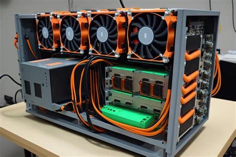 Premium Ai Image Bitcoin Mining Rig With Gpus And Coolers Running At Full Capacity