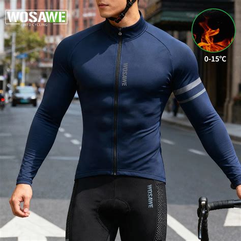 Wosawe 남성용 사이클링 저지 겨울용 보온 긴팔 플리스 Mtb 사이클링 재킷 자전거 상의 자전거 의류 뒷주머니 3개 포함 Aliexpress 18