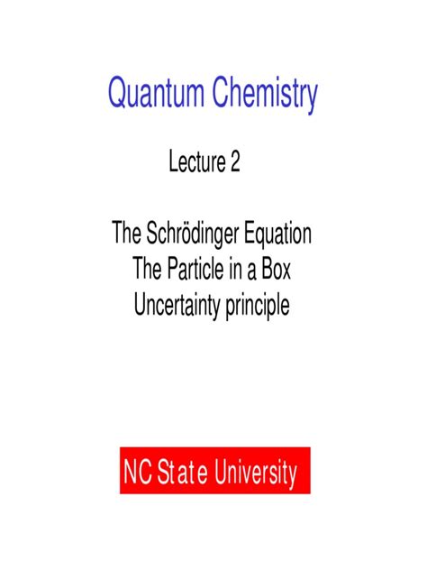 Schrodinger Equation Pdf Wave Function Uncertainty Principle