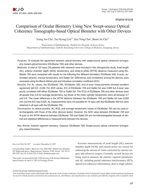 Pdf Comparison Of Ocular Biometry Using New Swept Source Optical