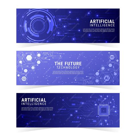 Premium Vector Ai Technology Horizontal Banner Set Artificial Intelligence In Science And