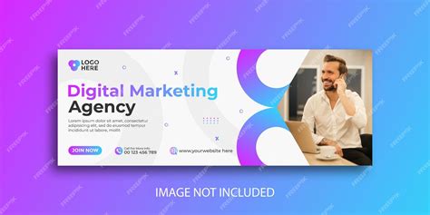 벡터 디지털 마케팅 웹 배너 디자인 및 페이스북 커버 프로모션 템플릿 프리미엄 벡터