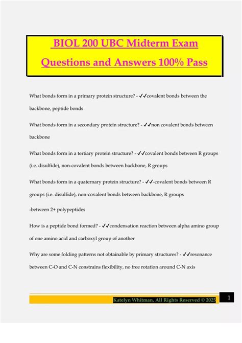 Biol 200 Ubc Midterm Exam Questions And Answers 100 Pass Biol 200