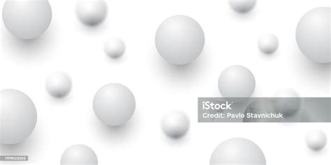 흰색 공이있는 밝은 배경입니다 빈 공간에서 공을 비행 흰색 추상화 3d 둥근 구 흐림 효과 기하학적 디자인 원 모양 패턴 스톡