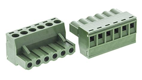 Rs Pro 5 08mm Pitch 6 Way Pluggable Terminal Block Plug Cable Mount Screw Termination Rs
