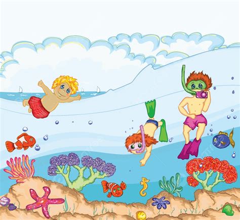 Рисунок как дети купаются в реке