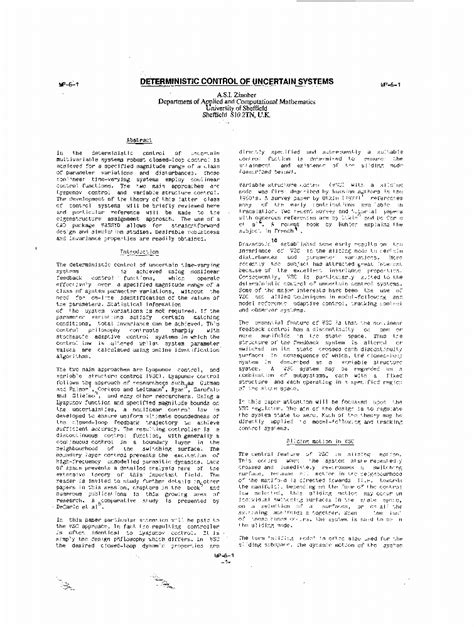 Deterministic Control Of Uncertain Systems Ieee Conference Publication Ieee Xplore