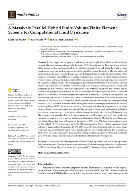 Pdf A Massively Parallel Hybrid Finite Volumefinite Element Scheme