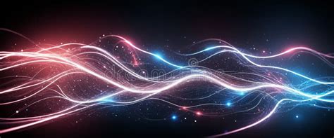 Futuristic Neon Waveforms Glowing In The Dark Abstract Energy Flow With Dynamic Digital Motion
