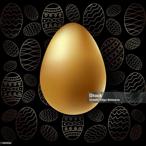 아름 다운 밝은 배경 황금 부활절 달걀 봄 축제 템플릿 검은 바탕에 장식 테두리 판매 광고 디자인 파티 이벤트 포스터 웹에 대 한 벡터 일러스트 검정색 배경에 대한 스톡
