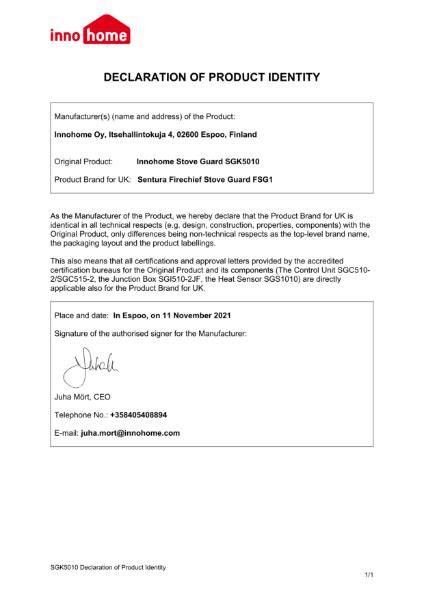 Declaration Of Product Identity NBS Source