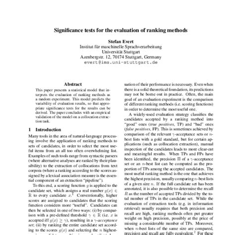 Significance Tests For The Evaluation Of Ranking Methods Acl Anthology