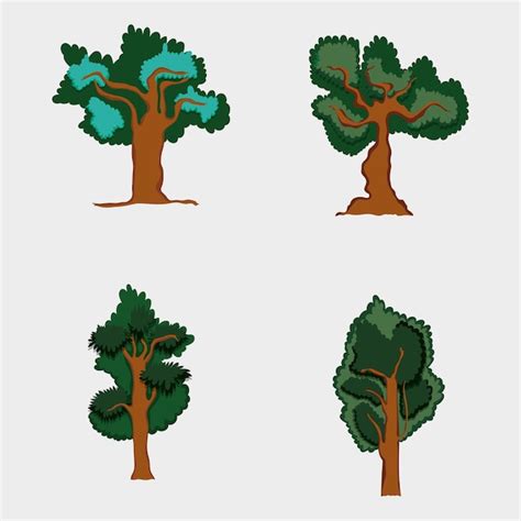 Premium Vector Set Of Forest Trees Collection