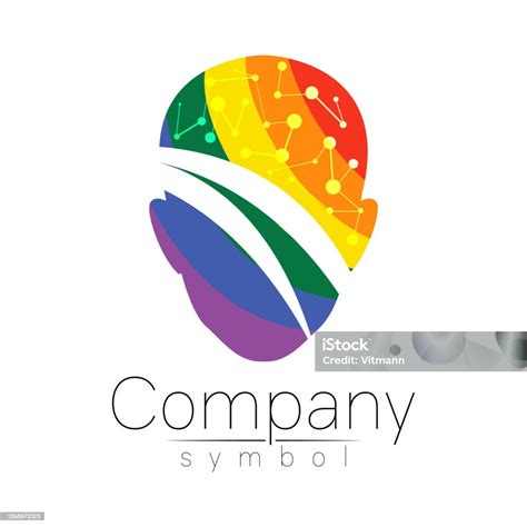 인간의 머리의 벡터 로고 타입 기호 사람의 얼굴 흰색에 고립 된 무지개 색상 비즈니스 과학 심리학 Lgbt 의학 기술에 대한