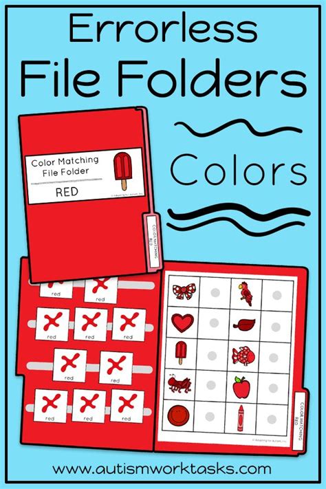 Errorless Learning File Folder Games Color Matching File Folder Activities Special