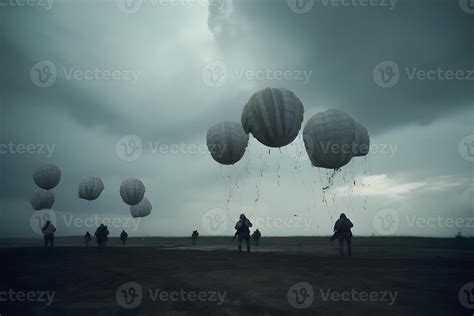 Military Parachutist Paratroopers Jumping Out Of An Air Force Airplane Neural Network AI