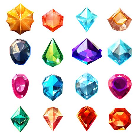 2d Stylized Sheet Of Different Types Of Gem Icon 29091744 Png