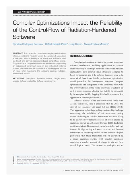 Pdf Compiler Optimizations Impact The Reliability Of The Control Flow