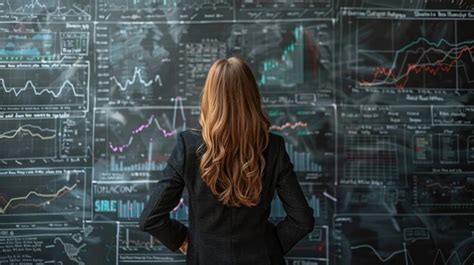 Businesswoman Analyzing Financial Data On Multiple Screens In Modern