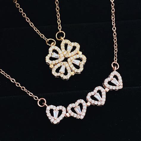 [써지컬스틸] 하트 네잎클로버 자석 목걸이 헬로마켓