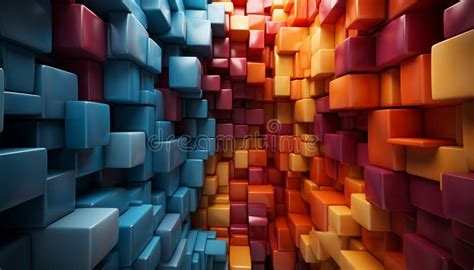 Abstract Geometric Shapes In Vibrant Colors Create A Modern Backdrop Generated By Ai Stock Image