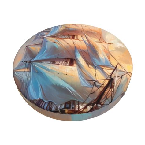 Logiee Sailing Ship Ocean Sunset Print Stool Covers Round Bar Stool Covers Watedrproof Stool