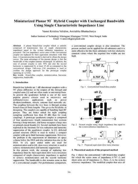 Miniaturized Planar Hybrid Coupler Using Single Characteristic Impedance Line Pdf Broadcast