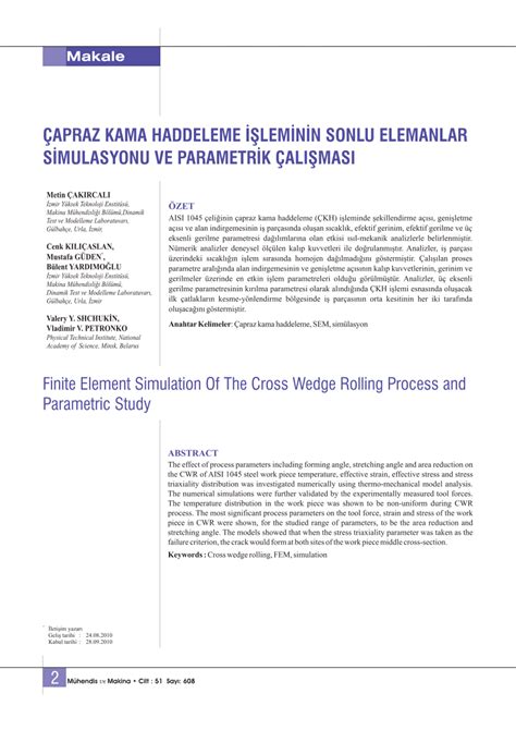 pdf finite element simulation of cross wedge rolling process and