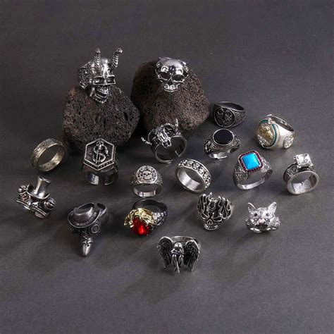 남녀공용 펑크 빈티지 은빛 반지 힙합 록 해골 악마 천사 손가락 반지 파티 쥬얼리 선물 도매 50 개로트 Aliexpress