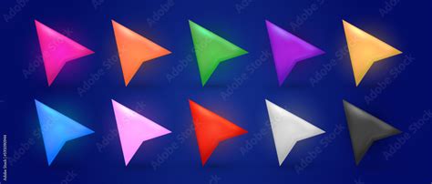 Colorful Arrows Mouse Cursors For Computer Game And Ui Design Vector Cartoon Set Of Glossy