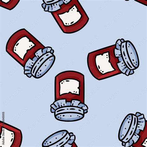 Cute Cartoon Jam Jars Doodles Seamless Border Pattern Vector