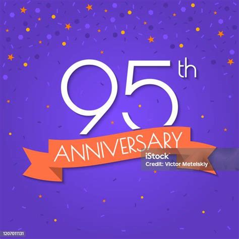 색종이 배경에 고립 된 95 주년 기념 로고 리본95 주년 기념 배너 생일 축 하 파티 초대 카드 디자인 요소 벡터 그림입니다 광고에 대한 스톡 벡터 아트 및 기타 이미지