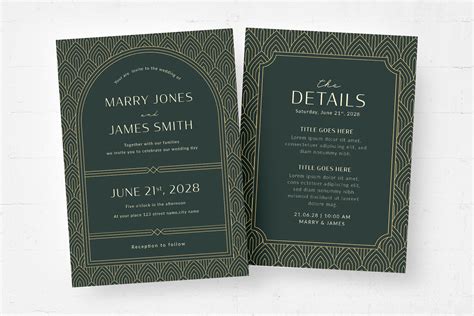 Art Deco Wedding Invitation Templates Ai Eps Brandpacks