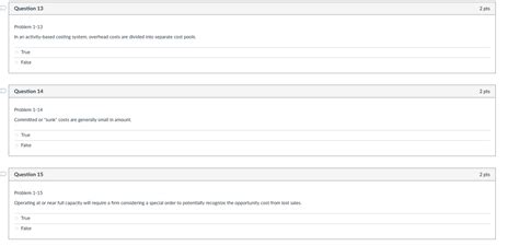 Solved D Question 13 2 Pts Problem 1 13 In An Activity Based