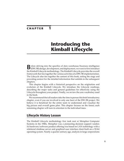 The Data Warehouse Lifecycle Toolkit Chapter 1 C H A P T E R 1 Introducing The Kimball