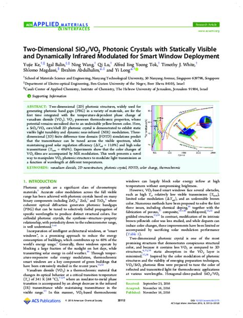 pdf two dimensional sio 2 vo 2 photonic crystals with statically